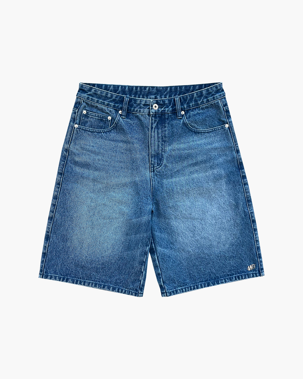 WASHED BLUE DENIM JORTS – Double You Studios