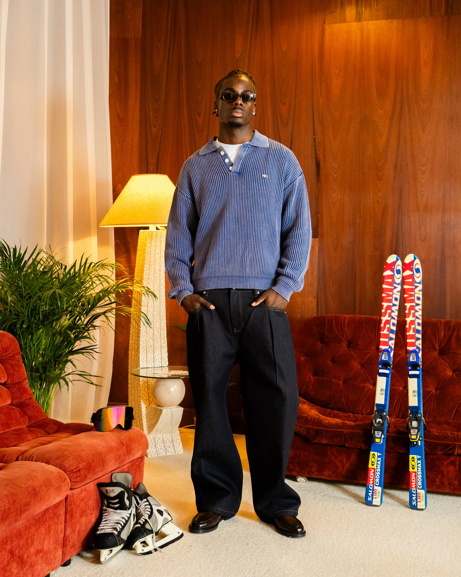 RIBBED POLO KNIT (BLUE) – Double You Studios