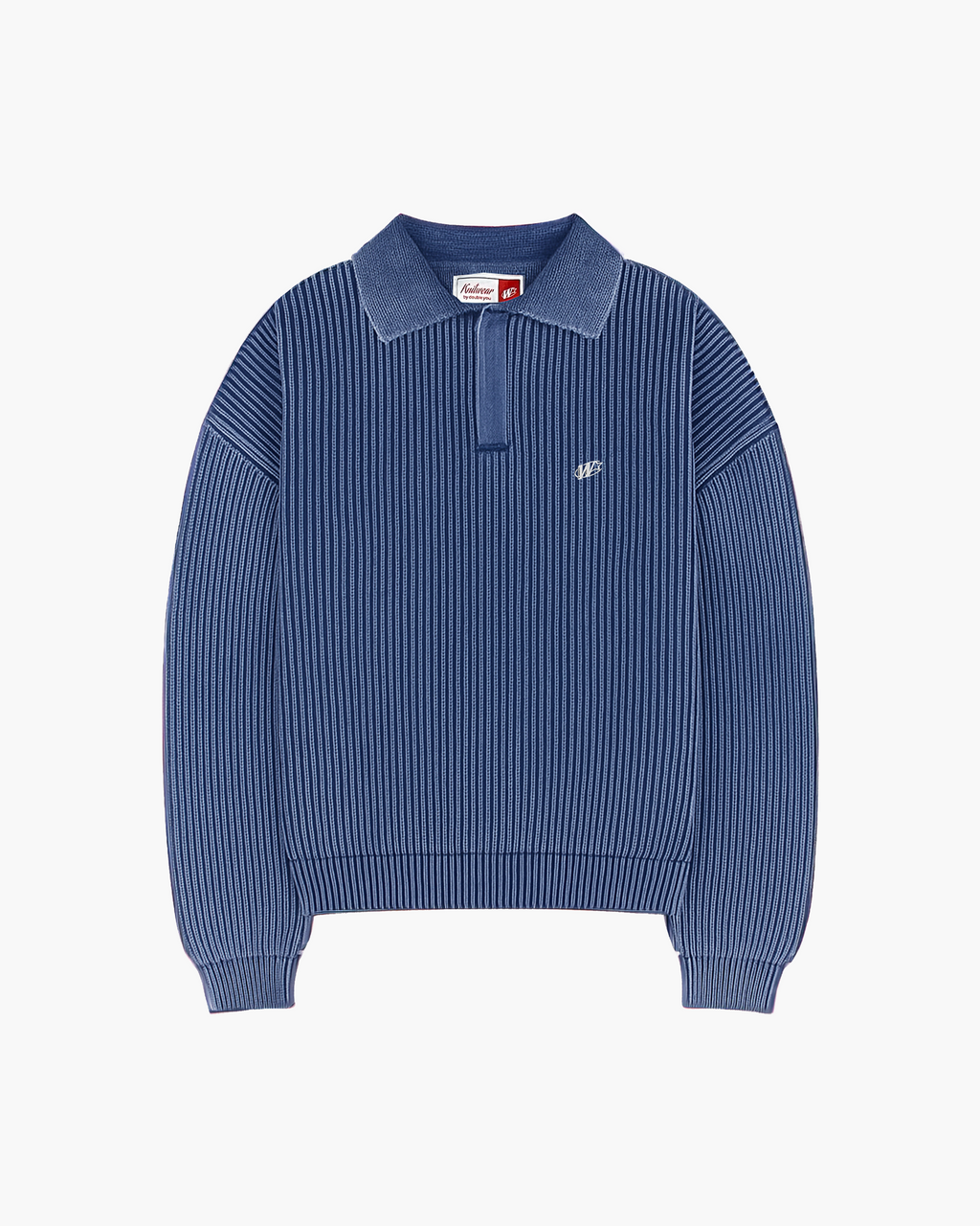 RIBBED POLO KNIT (BLUE) – Double You Studios